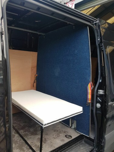Mercedes Sprinter / VW Crafter Panel Van Foldable Sliding Bulkhead Bed ...