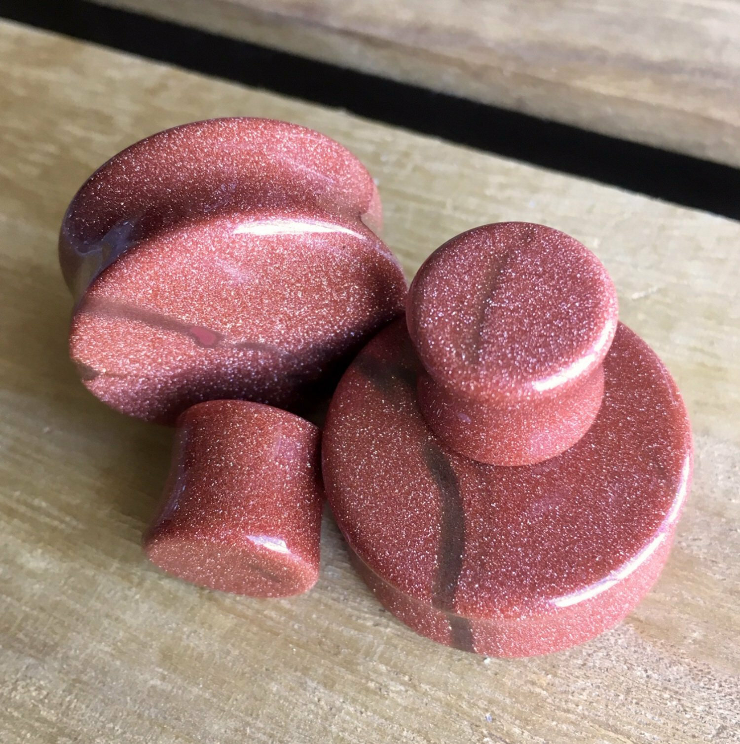 PAIR Gold Sandstone Organic Stone Plugs Gauges - 8g (3mm) up to 38mm (1 ...