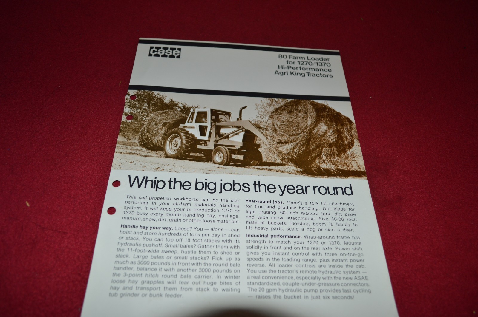 Case Tractor 80 Farm Loader For 1270 1370 Tractor Dealer's Brochure ...