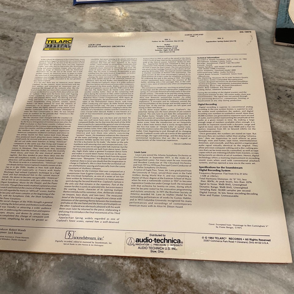 COPELAND LP APPALACHIAN SPRING TELARC DG-10078 NM/EX 1982 German Red ...
