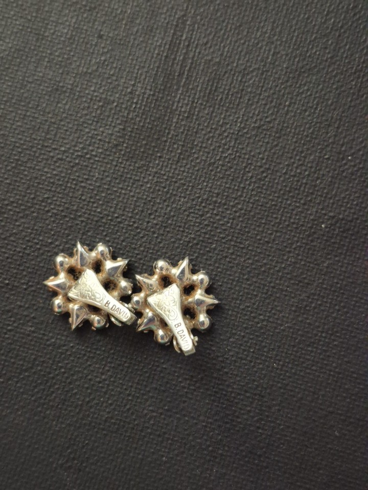 Vintage B. David Multi-Color Rhinestone Cluster Clip-On Earrings | eBay