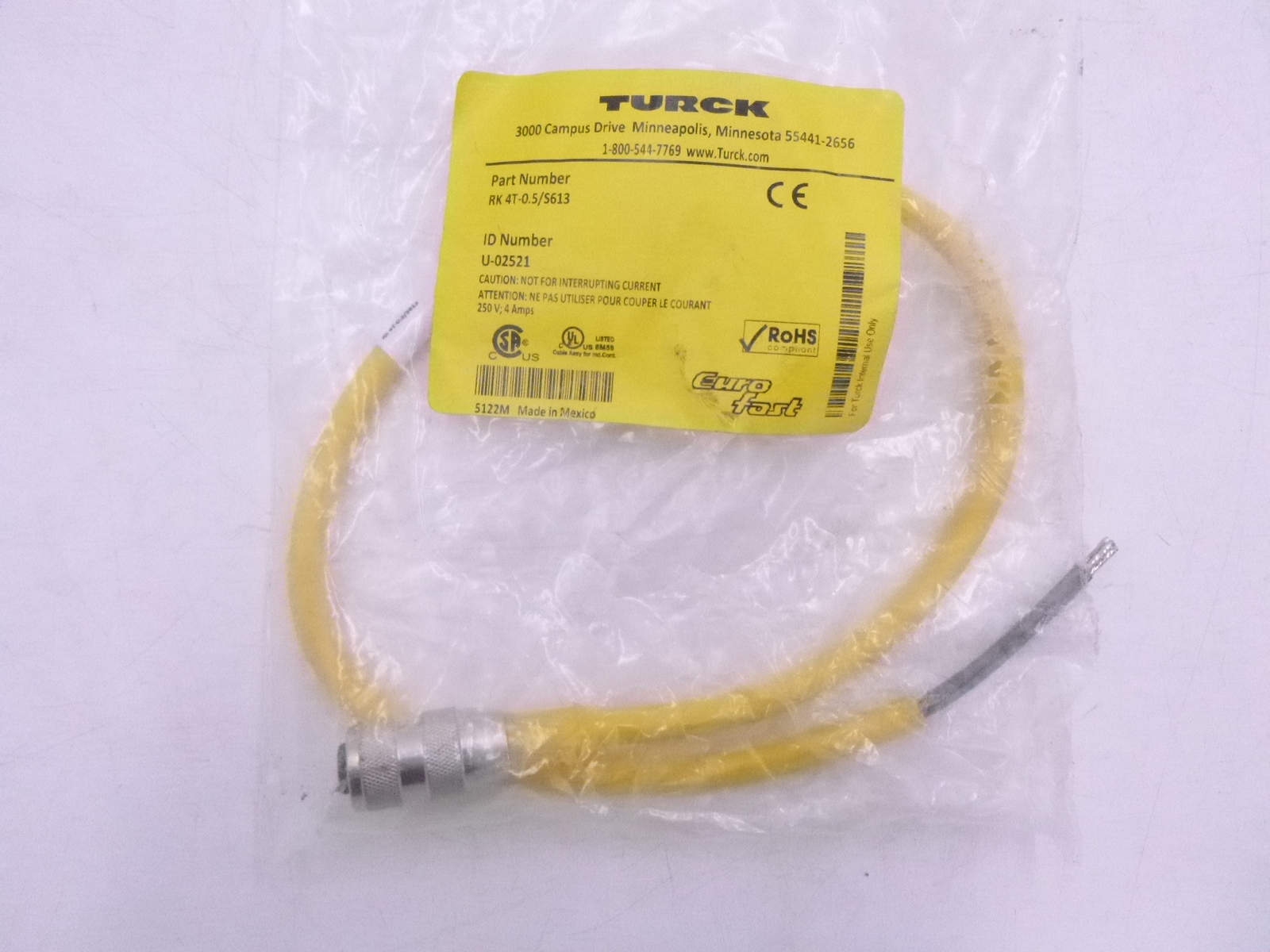 Turck RK 4T-0.5/S613 Single Ended Mating Cable Yellow | eBay