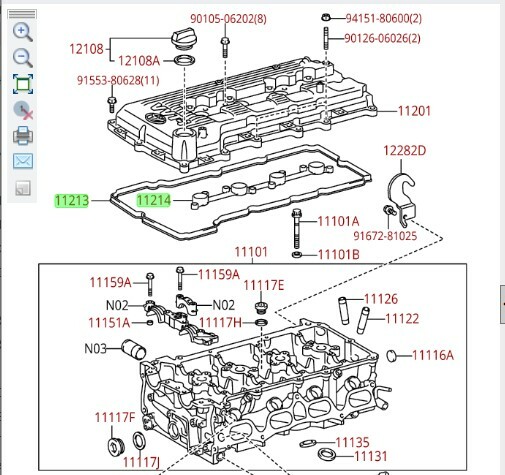 GENUINE TOYOTA 05-15 TACOMA 2.7L VALVE COVER GASKET 11213-75041 & 11214 ...
