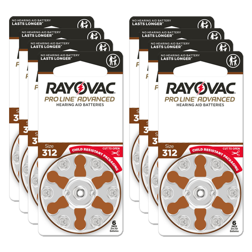 Rayovac Size 312 Proline Advanced Zinc Air Hearing Aid Batteries (48 ...