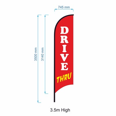 3.5m Drive Thru Flag / Outdoor Ad Business Banner (without Pole/Base ...
