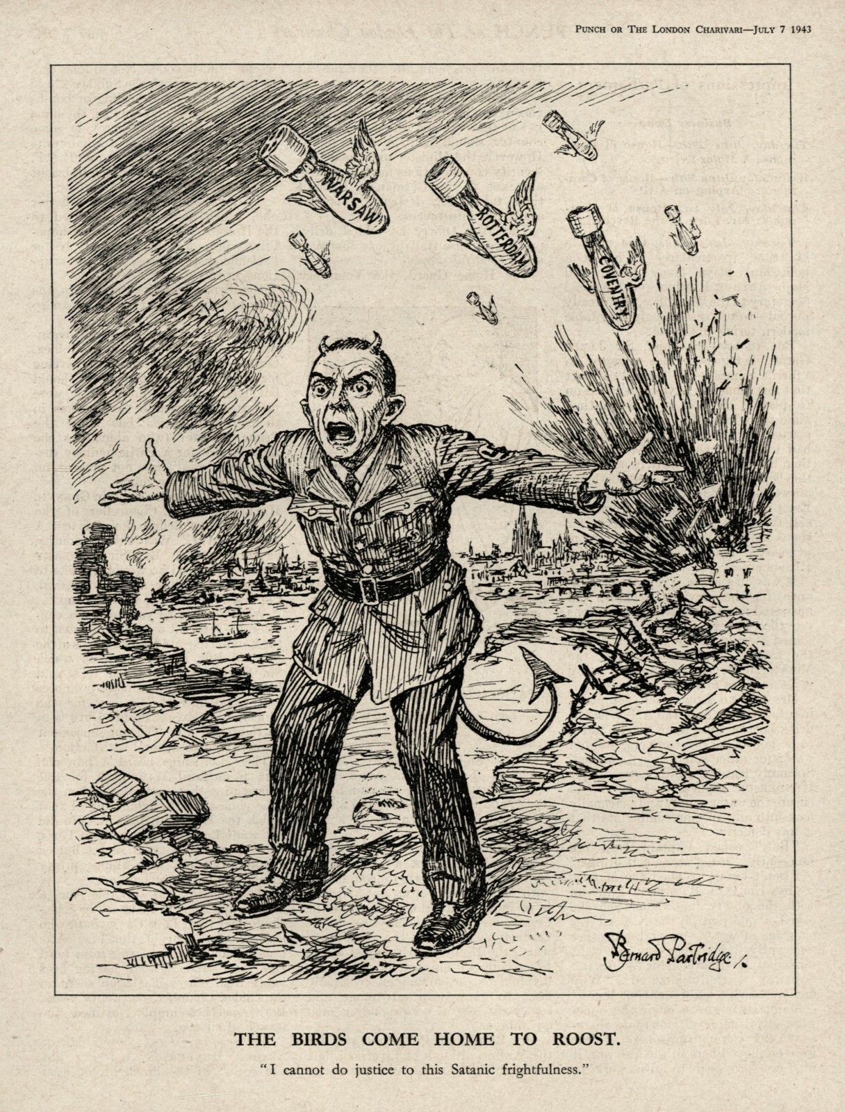 RARE WW 2 Cartoon GOEBBELS AS SATIN -- HYPOCRISY Bombing of Germany ...