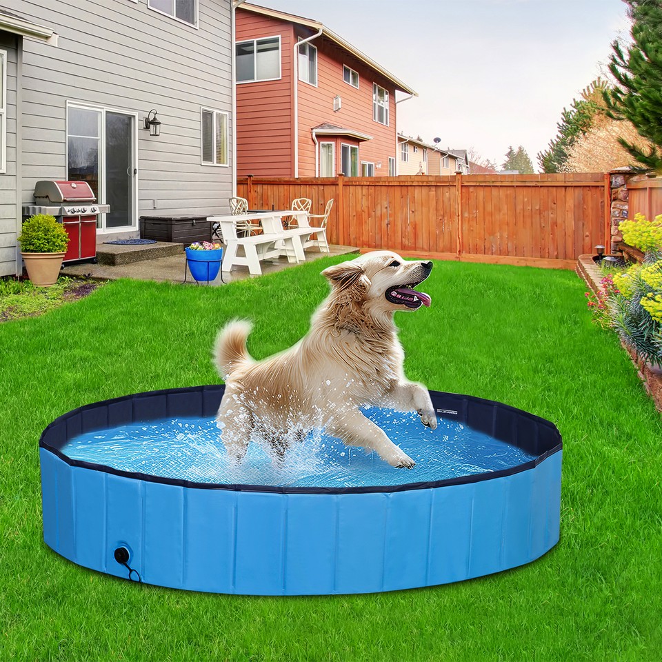 Foldable Dog Pool 63 x 12 Inches Pet Swimming Pool Dog Bath Tub Puppy ...