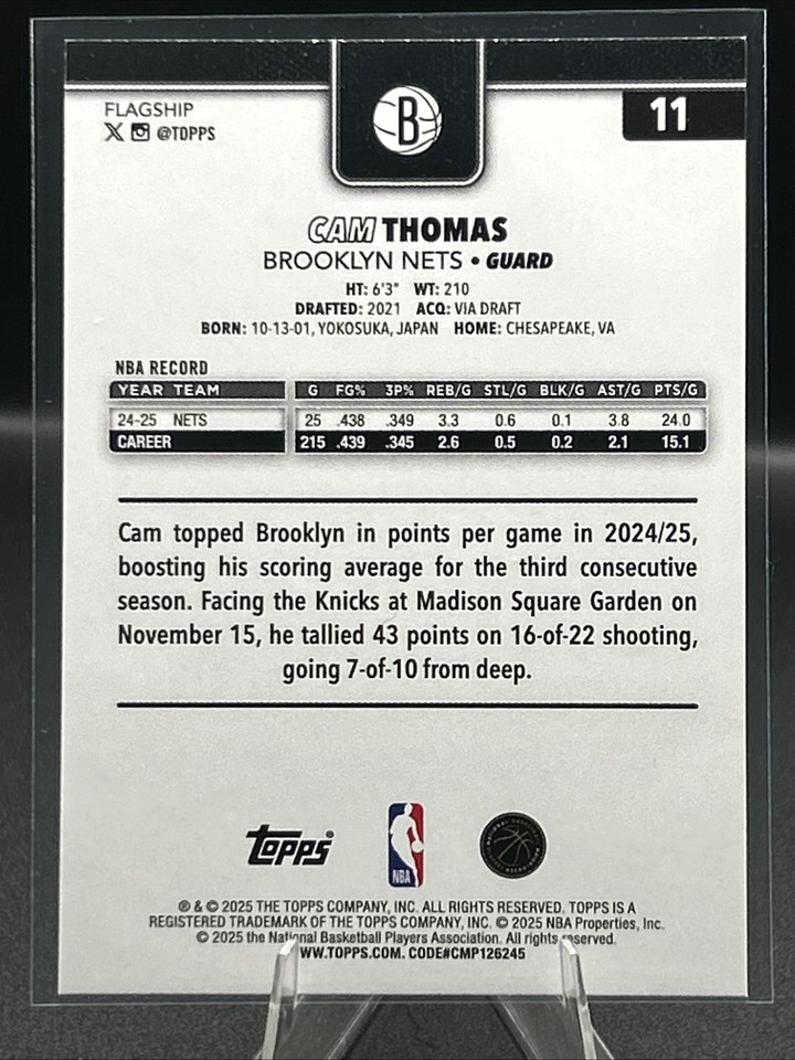 2025-26 Topps Basketball - Team Color Border #11 SSP Cam Thomas | eBay UK