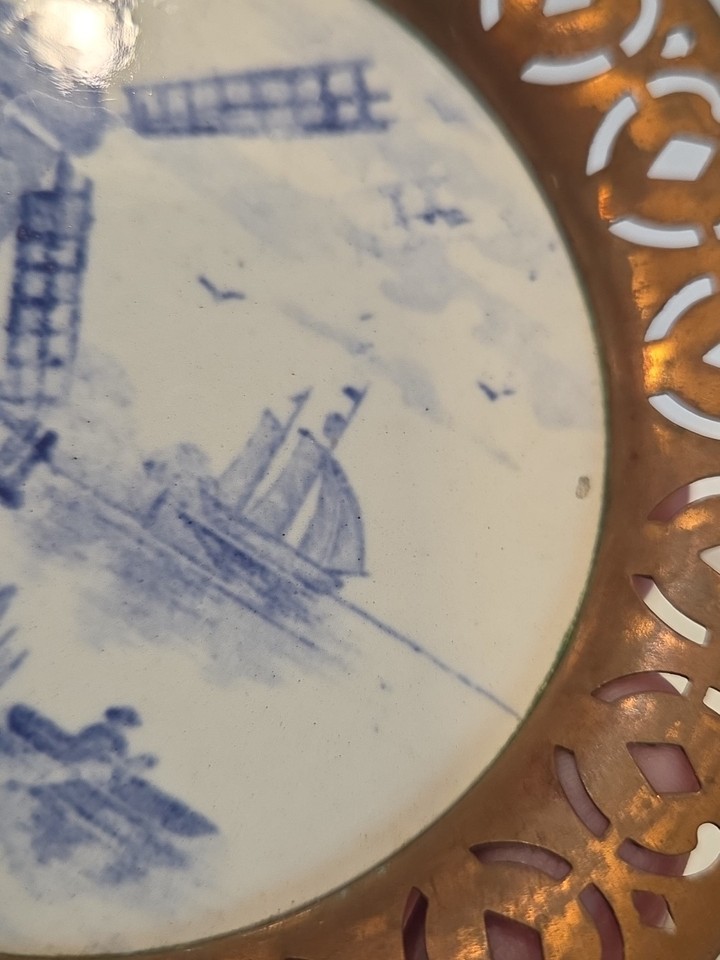 Delft Handpainted Coasters With Copper Edge Windmills Germany | eBay