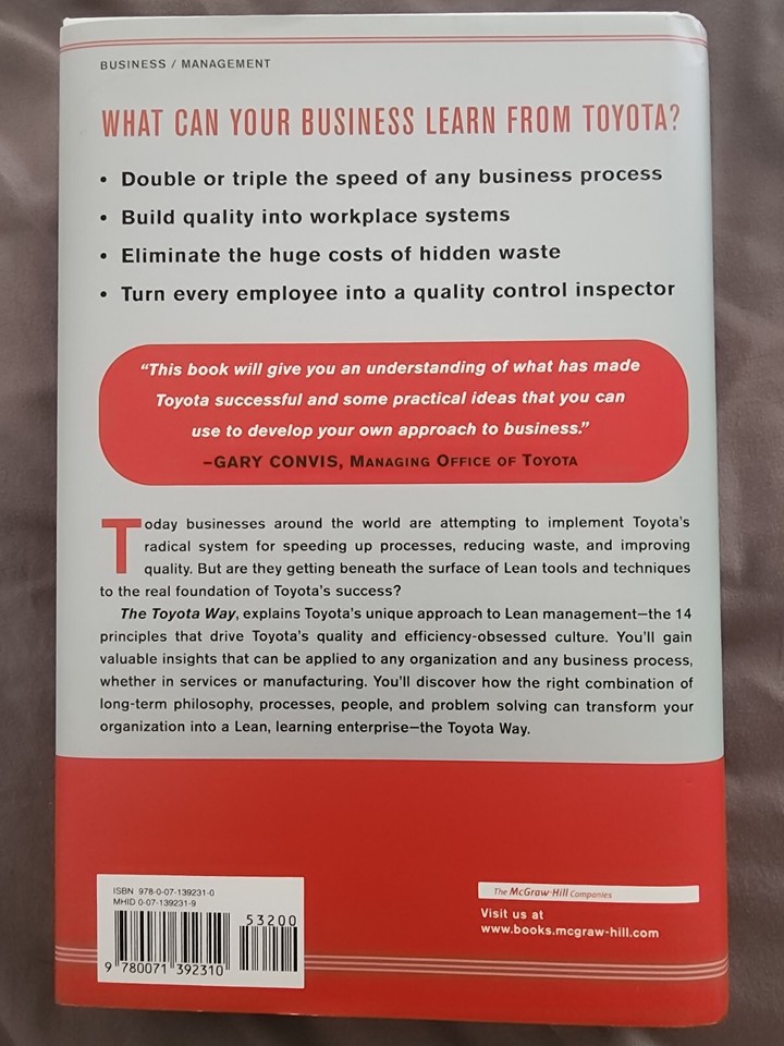 The Toyota Way book hard cover, 14 Management Principles | eBay