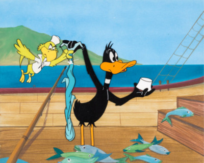 Good Noose Daffy Duck and Mr. Tristan Production Cel Setup and Custom ...