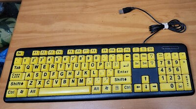 EZ Eyes Keyboard - Model KB 520 - USB - Yellow Keys - Easy to See ...