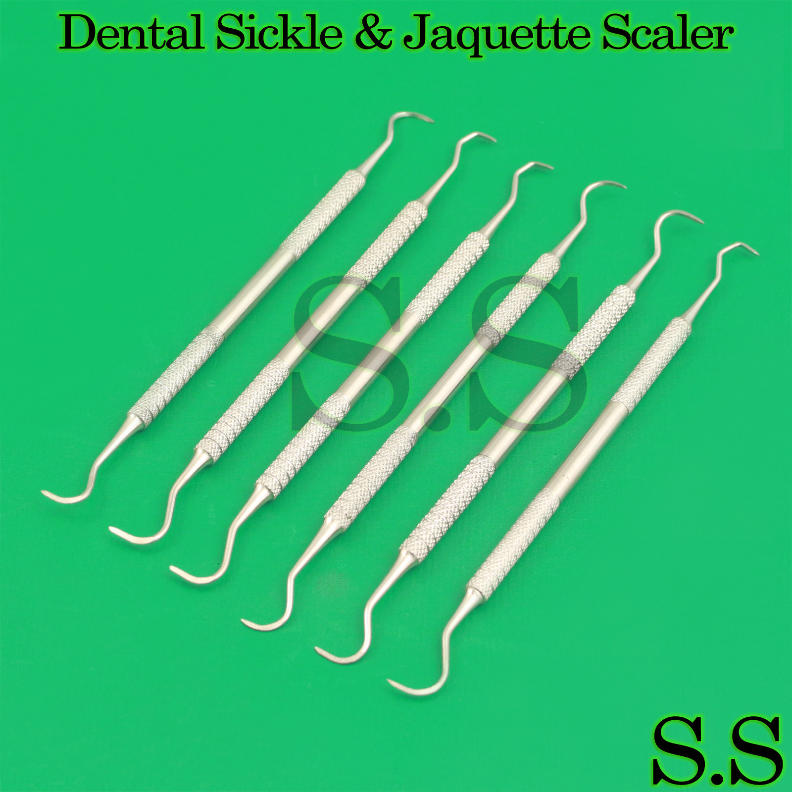 6 Pcs Dental 3 Sickle & 3 Jaquette Scaler Double End Explorer ...