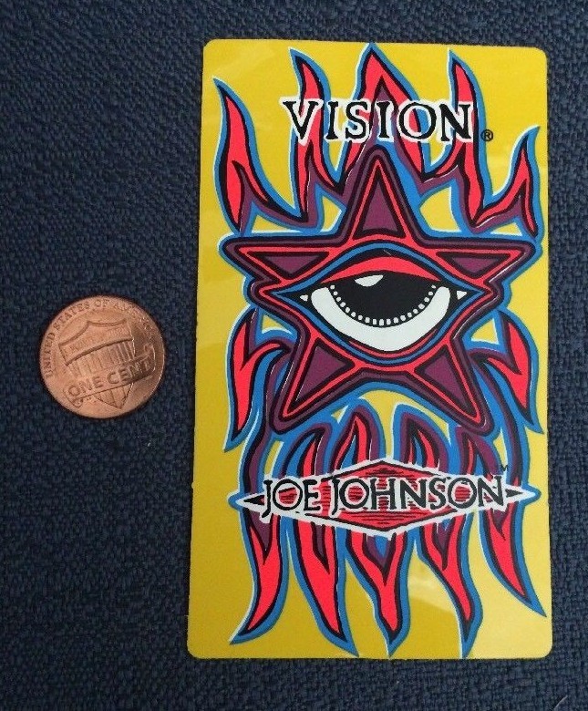 Actual Vintage 1980s Vision Skateboards Joe Johnson Sticker YLW RARE ...