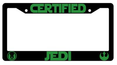 Certified Jedi Black Plastic License Plate Frame Star Wars | eBay