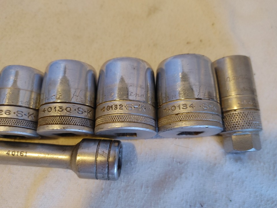 S-K TOOLS 1/2" DRIVE CHROME KNURLED SOCKETS SET OF 10 + 1- 5" EXTENSION ...