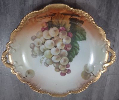Bauer & Pfeiffer Wurttemberg Handled Serving Plate Grapes Gold Trim 12 ...