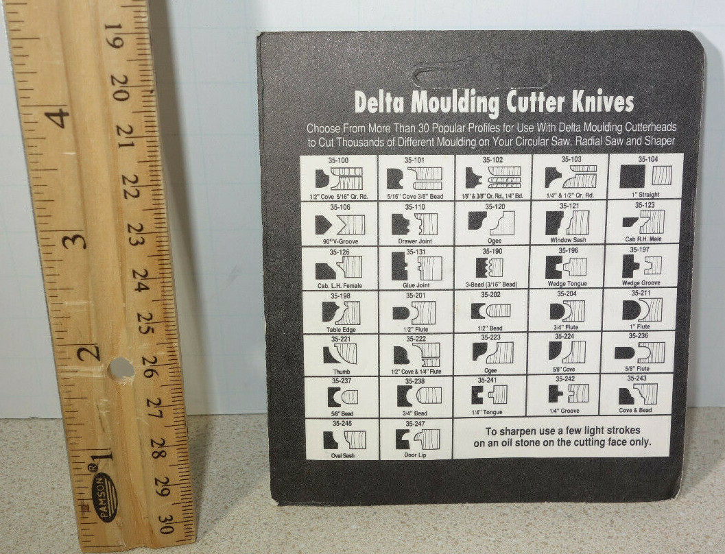 Delta Molding Cutter Knives Knife Set 35-112 Moulding Cutterhead USA ...