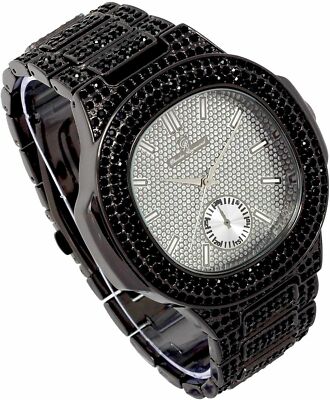 Men's Iced Bling Rapper Black Lab Diamond Hip Hop Metal Fashion Luxury ...