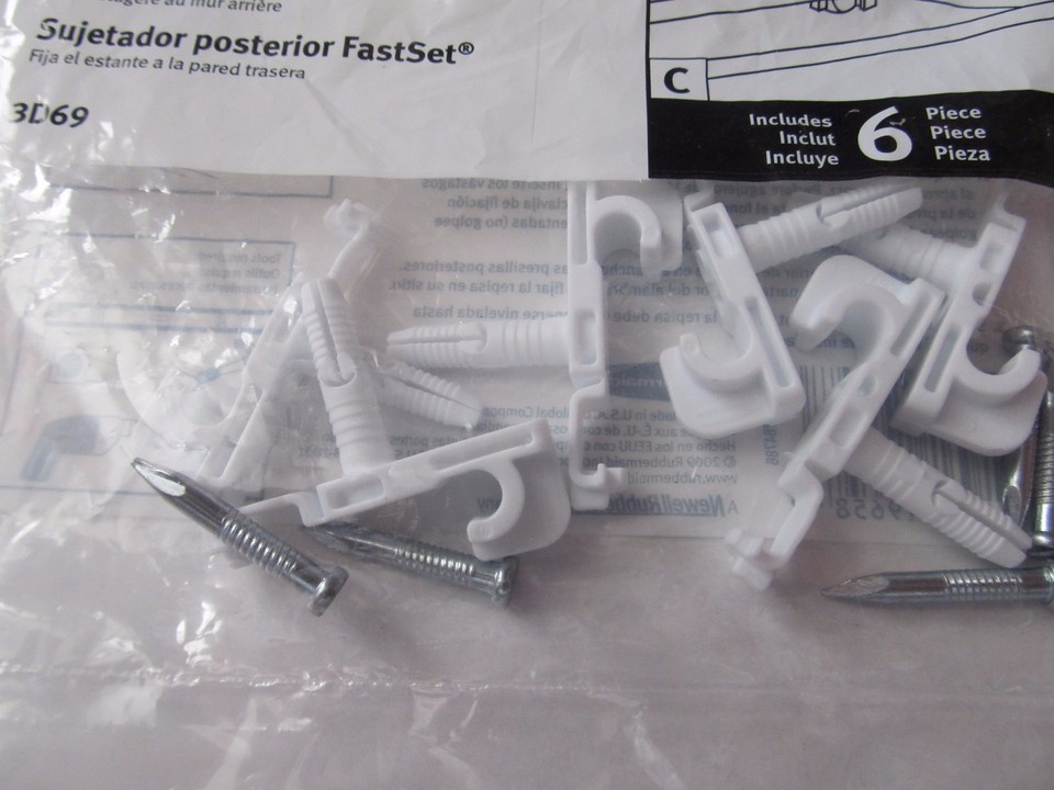 Rubbermaid Fast Set Back Clip With Drive Pin, 6 Clips #3D69-LW-WHT NEW ...
