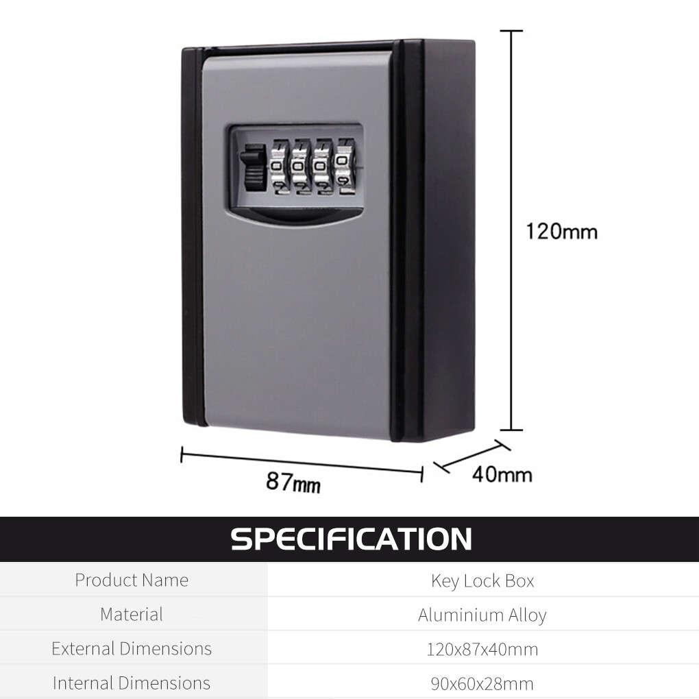 4 Digit Combination Lock Key High Safe Storage Box Padlock Security ...