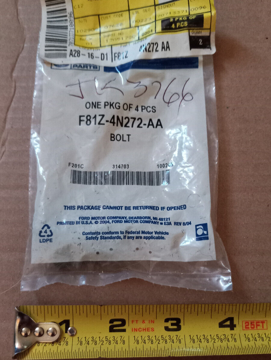 Bag of 4 Pcs. Ford F81Z-4N272-AA Bolt - NOS | eBay