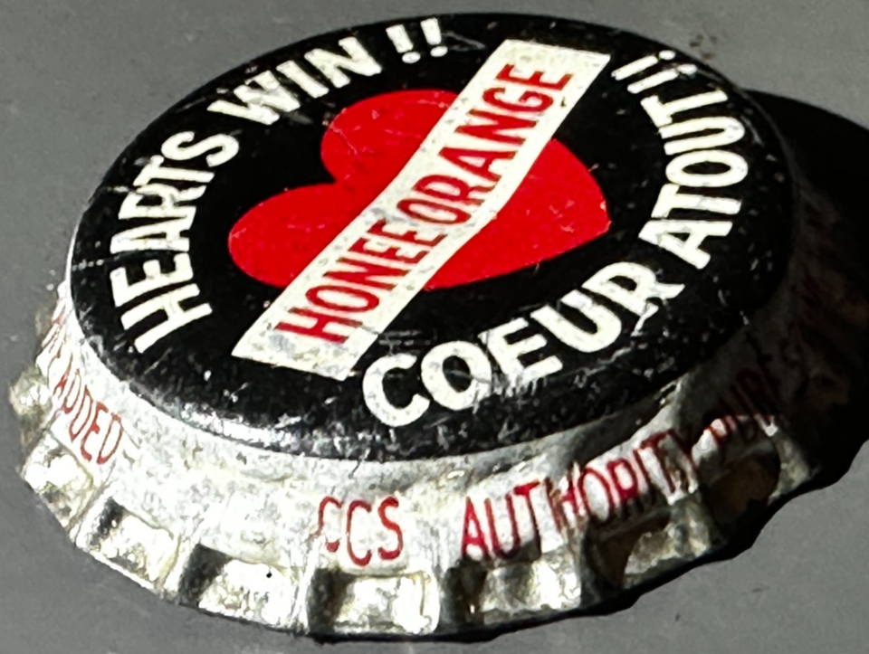 Vintage Pure Spring Honee Orange Hearts Win Cork Soda Bottle Cap ...