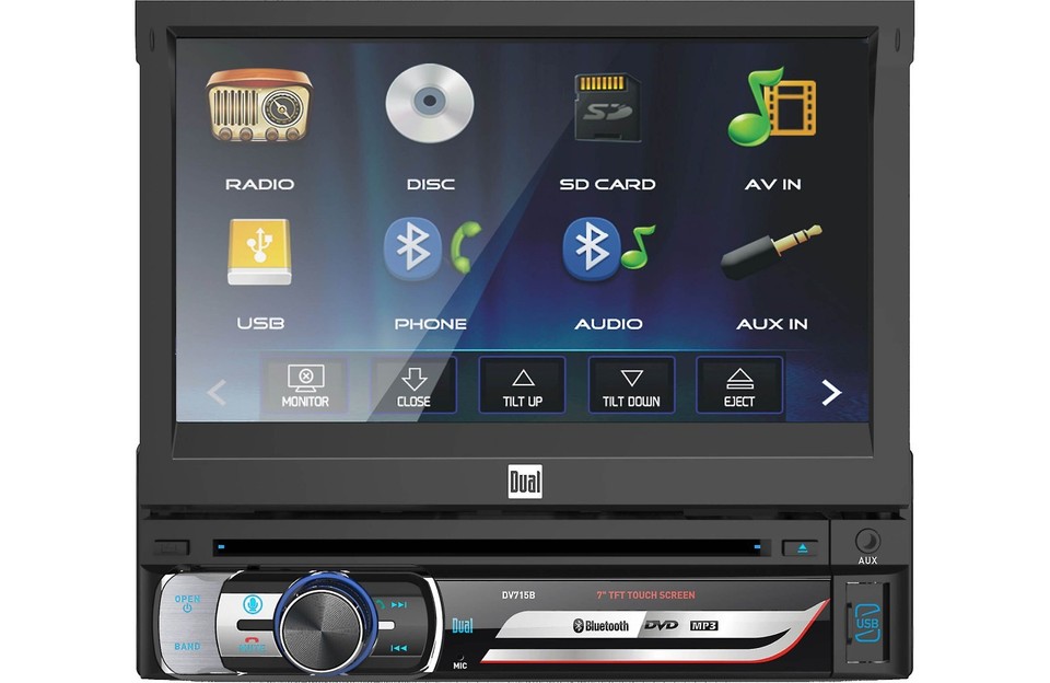 Dual Electronics DV715B 7" Touchscreen Flip-Out DVD Receiver Bluetooth ...