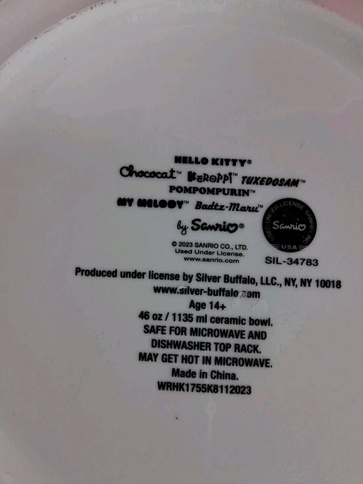 SILVER BUFFALO 46oz SANRIO Hello Kitty and Friends Rainbow Blue Serving ...