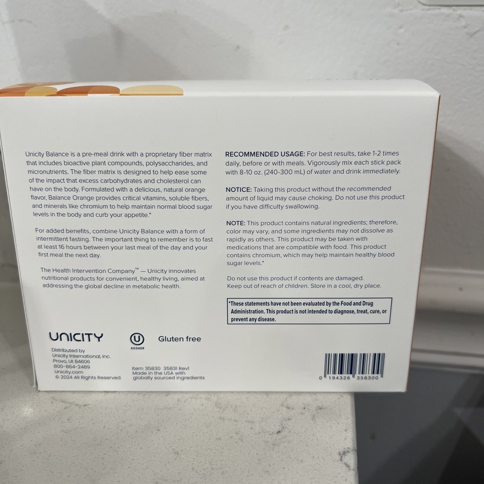 Unicity BALANCE 30 Packets/Sachets Natural Orange Flavor Exp 5/2026 ...