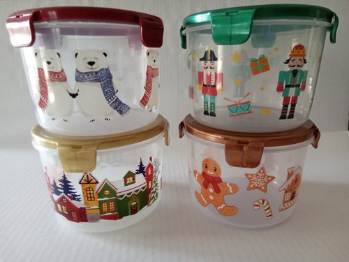 Lock & Lock Set of 4 Holiday Food Storage Containers 44 Ounce Size ...