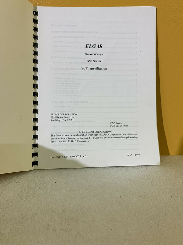 Elgar M162000-03 SW Series SCPI Specification Instruction Manual | eBay