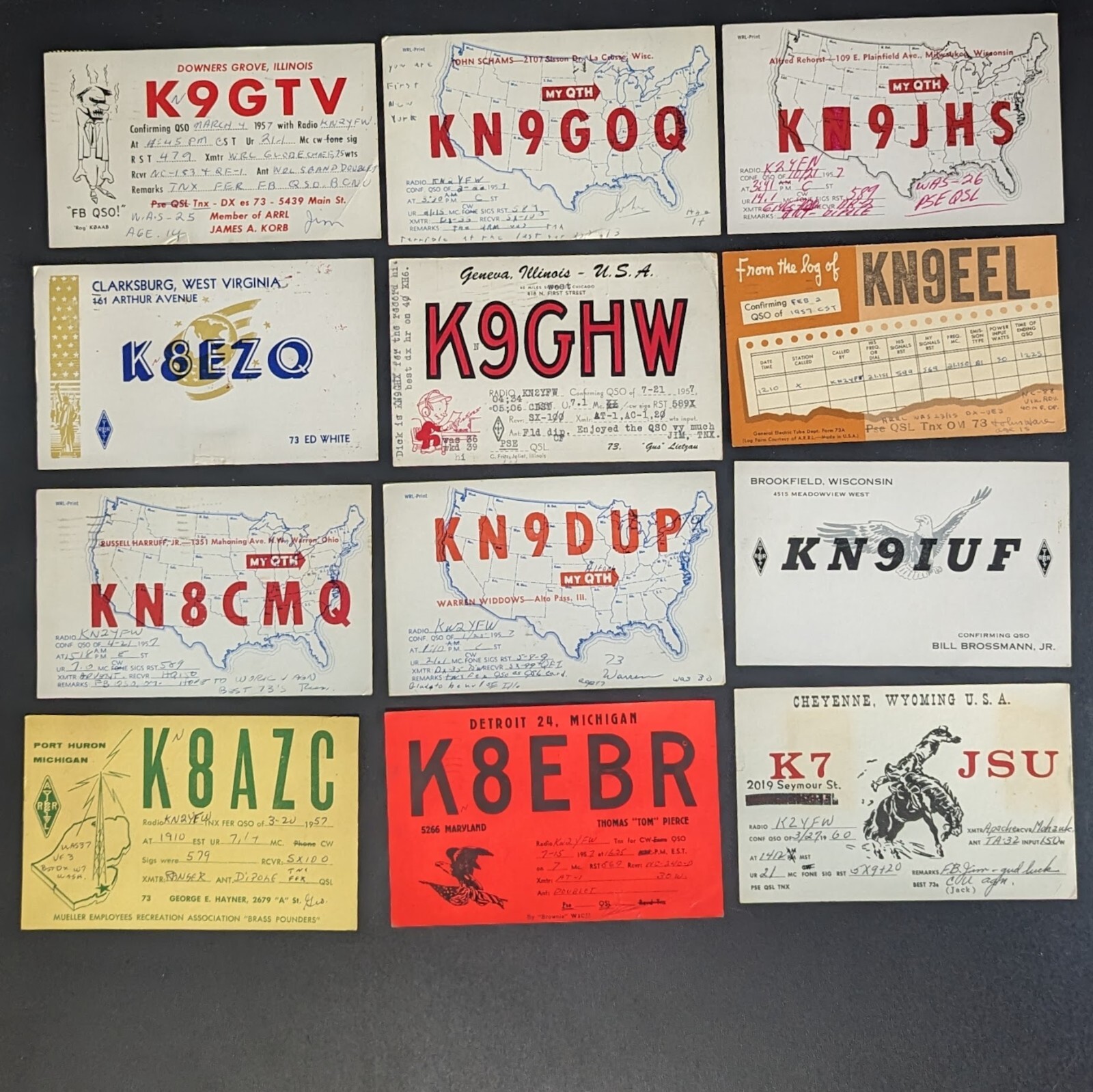 LOT OF 250 VINTAGE CB RADIO QSL CARDS 1950s US, USSR, Japan, Germany ...