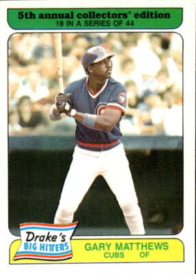 Gary Matthews 1985 Drake's Big Hitters #18 Chicago Cubs | eBay