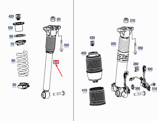 MERCEDES-BENZ GLE W167 Rear Right Shock Absorber A1673202601 NEW ...