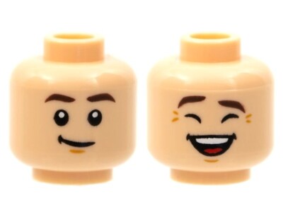 Lego Flesh Head For Boy Man Minifigure Reversible Smirk Big Smile ...