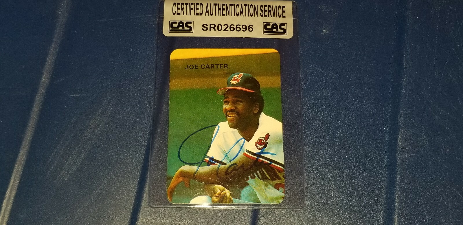 JOE CARTER INDIANS LEGEND GENUINE SIGNED AUTOGRAPHED CARD CAS AUTHENTIC ...