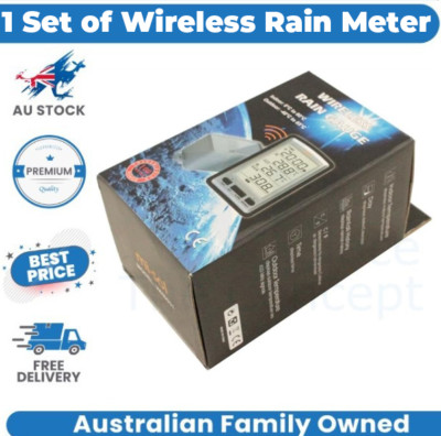 1 Set of Wireless Rain Meter Rain Gauge W/Thermometer, Weather Station ...