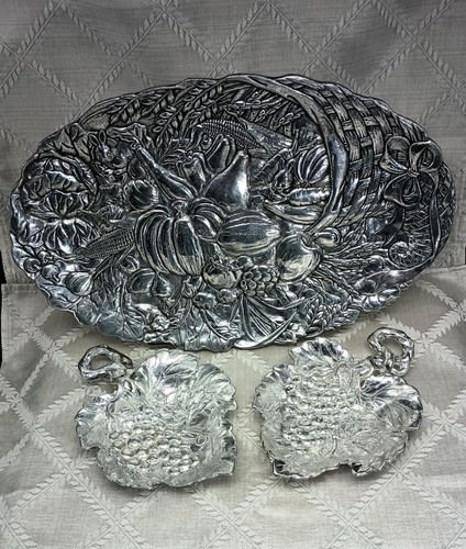 3 pc. Arthur Court Cornucopia 1993 14x9 Oval Platter Tray & 2 Grape ...