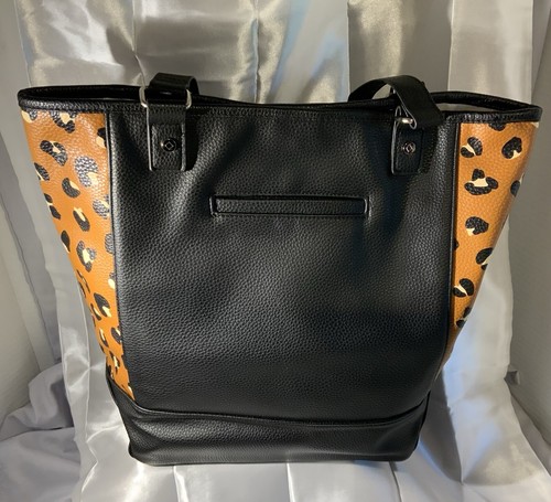 Jewel By Thirty-one Black & Animal Print Purse/tote With Phone Pocket ...