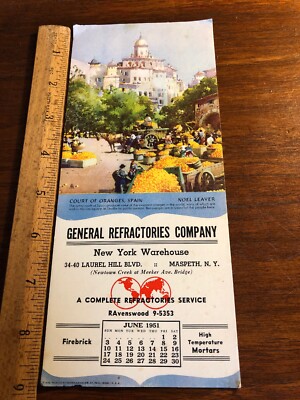 Vintage Advertising Ink Blotter 1951 General Refractories Maspeth New ...