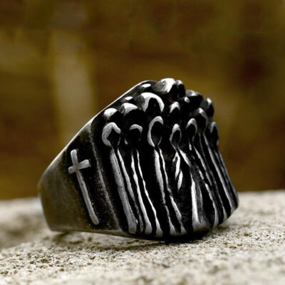 Christian Followers Jesus Cross Ring Stainless Steel Men's Biker ...