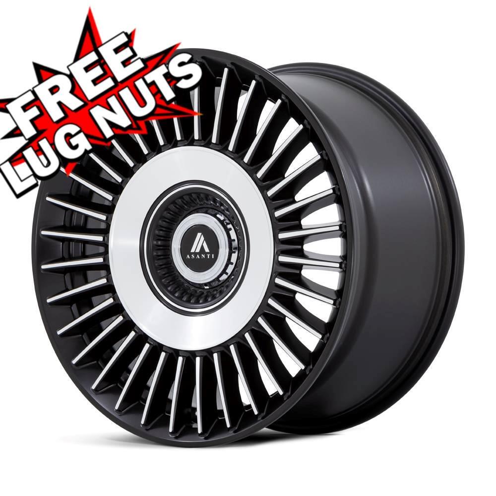 22 inch 22x9 Asanti ABL-40 TIARA Black Machined wheels rims BLANK +15 ...