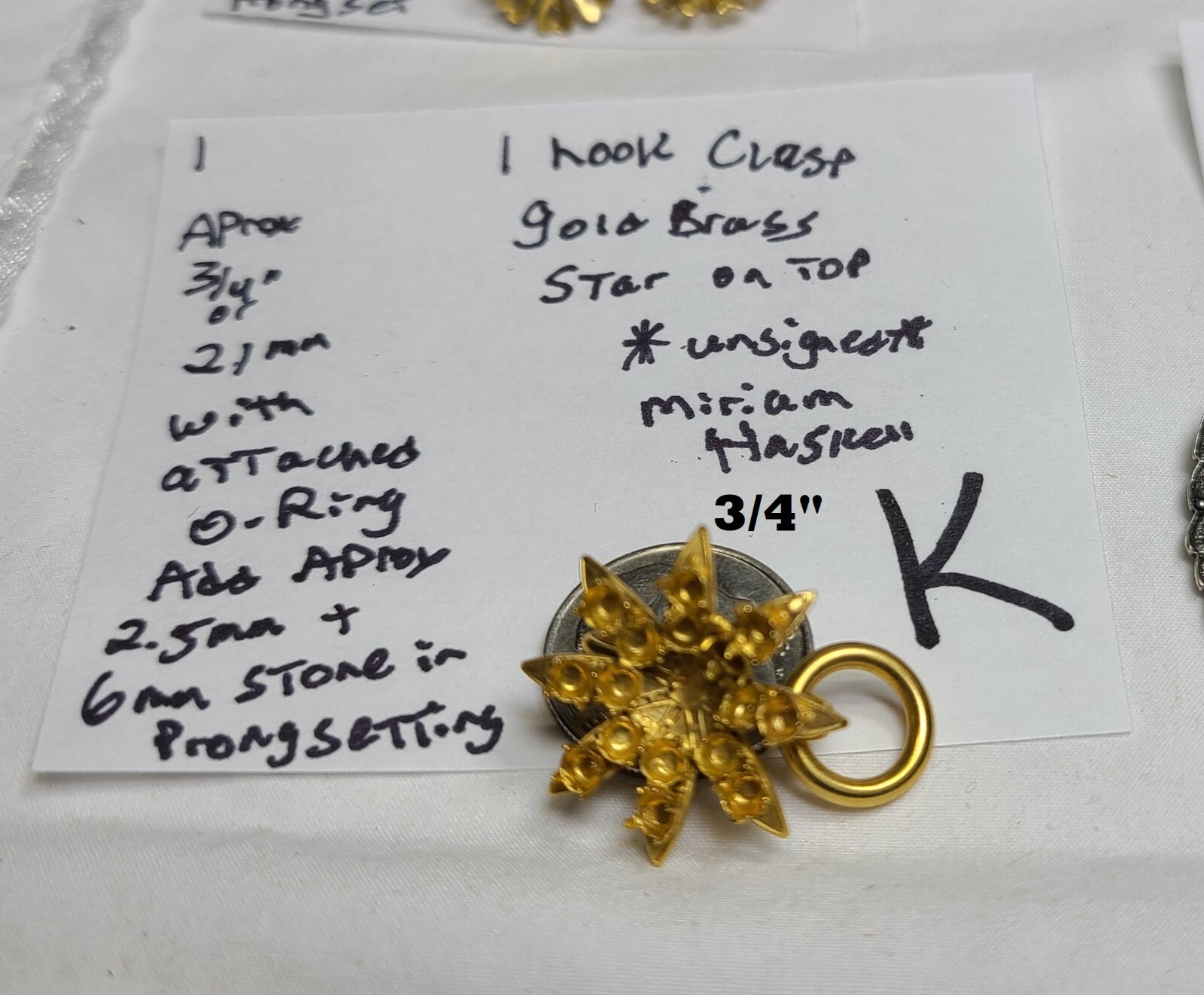 Vtg Signed Miriam Haskell Hook Necklace Clasp Turtle Dove Flower Bird ...