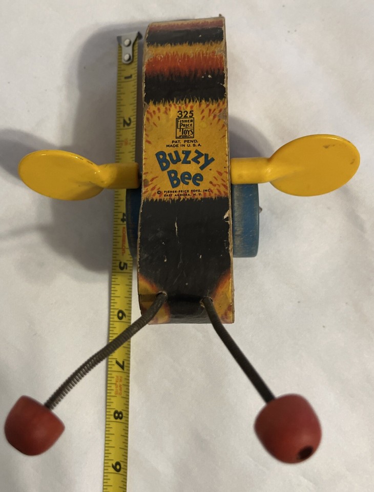 Fisher Price BUZZY 325 Vintage Yellow & Black Bee Wooden Toy WORKS | eBay