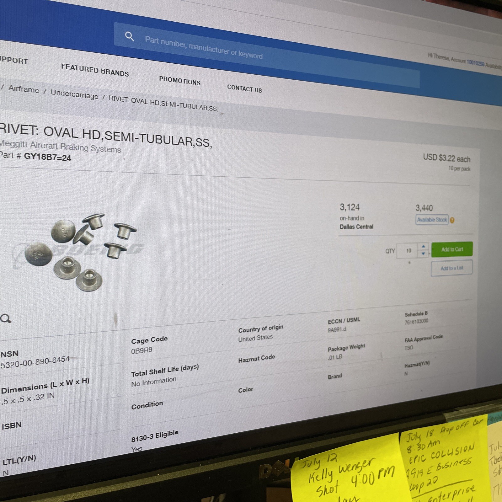 Textron Aviation Rivet GY18B7 Lot of 10 | eBay