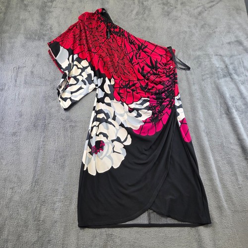 Bisou Bisou Michele Bohbot Big Floral Flowers One Shoulder Dress Women ...