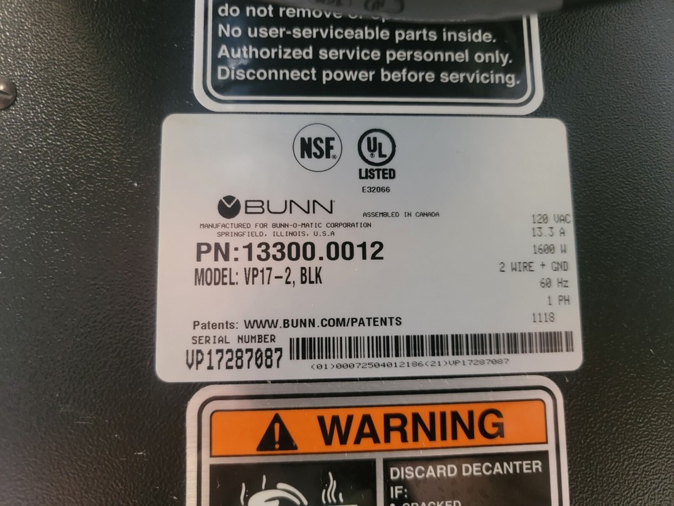 Premium Bunn VP17-2 Stainless Coffee Maker - Fast Shipping, No Pot | eBay