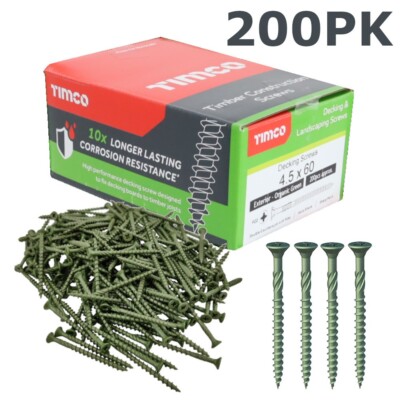 Decking Wood Screws Green Fence Shed PZ2 Screws 4.5 x 60mm TIMCO Box of ...