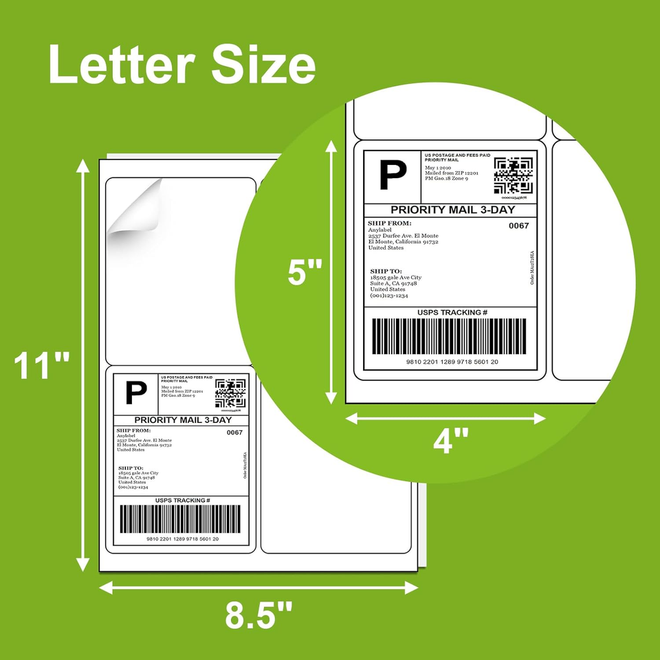 4" X 5 4 per Page Shipping Labels for Laser & Inkjet Printer Packages ...